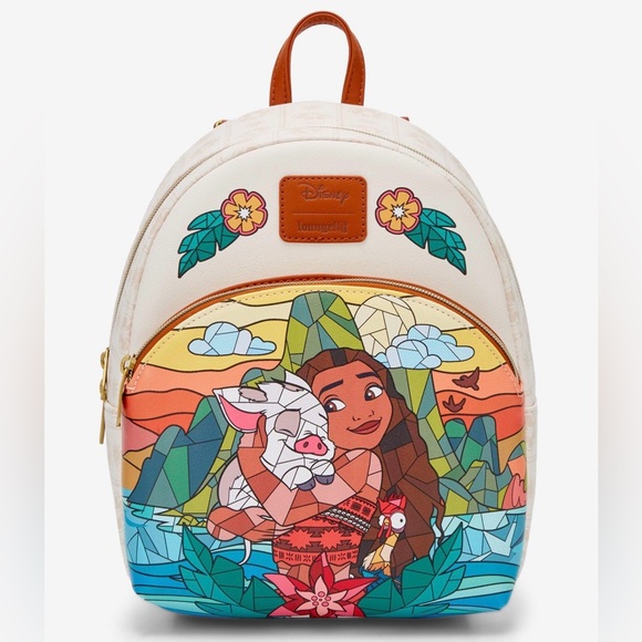 Loungefly | Bags | Loungefly Disney Moana Stanined Glass Mini Backpack W Pua Heihei | Poshmark